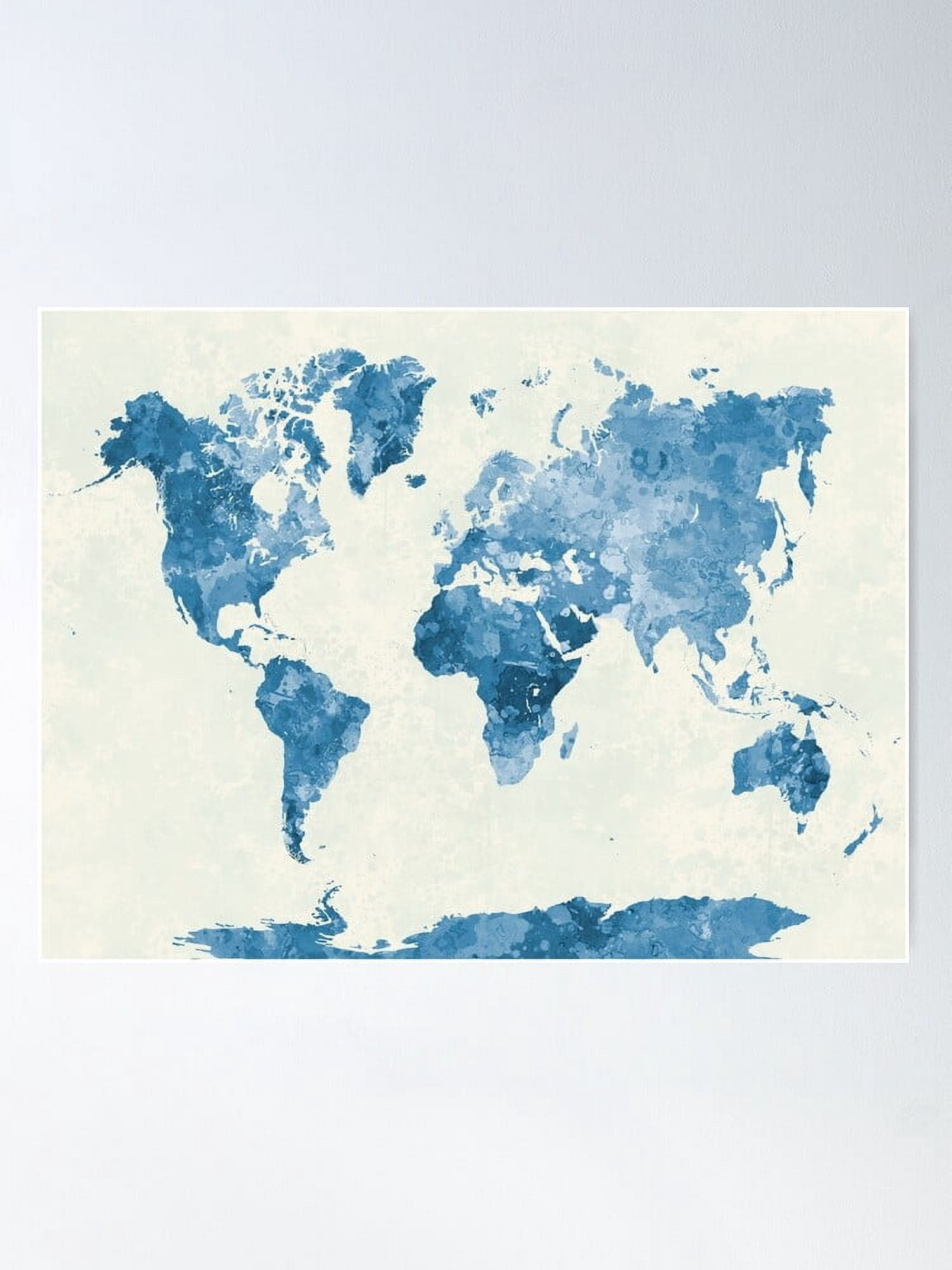World map in watercolor blue Poster - Walmart.com