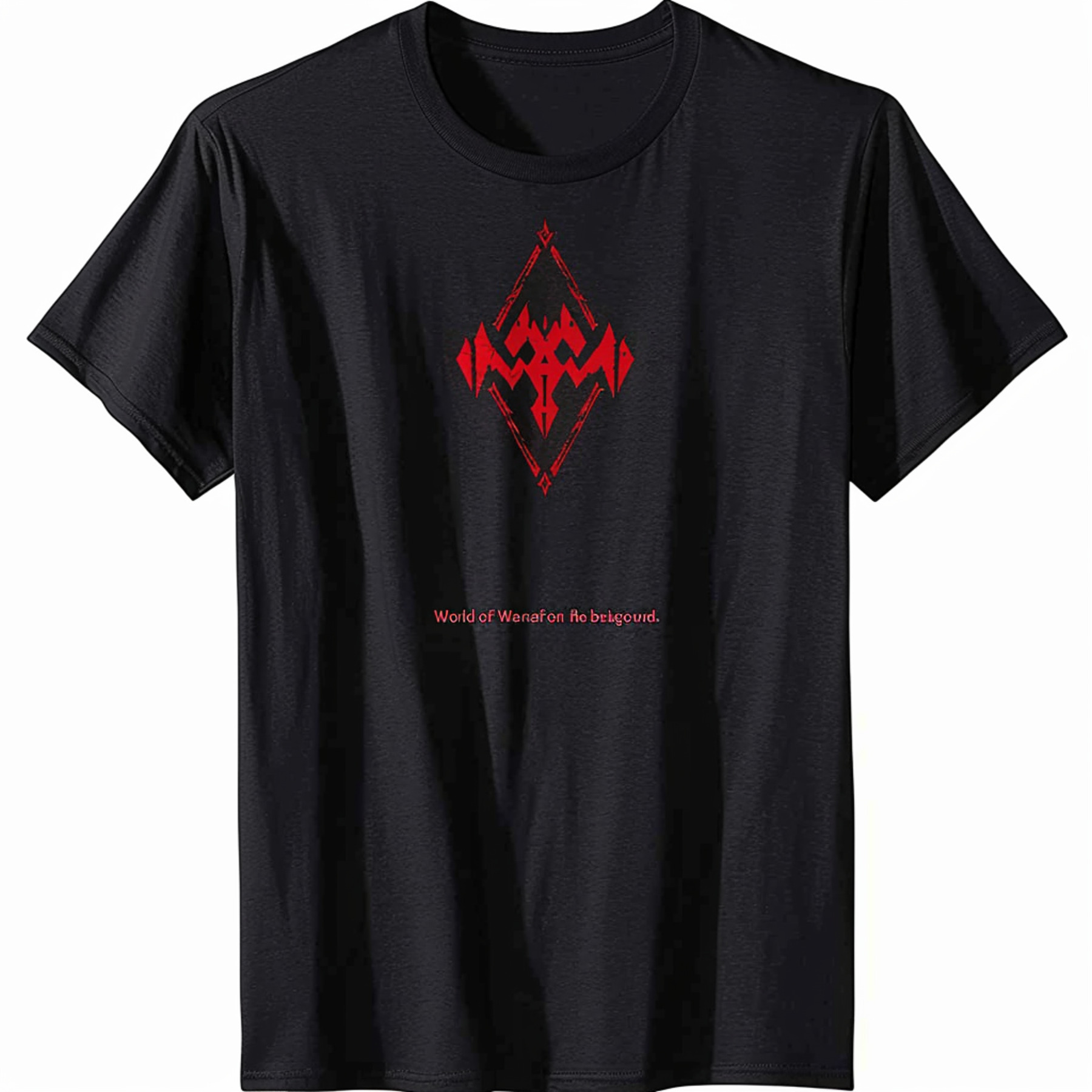World of Black T Shirt with Red Logo Game Artwork Style Front View Men ...