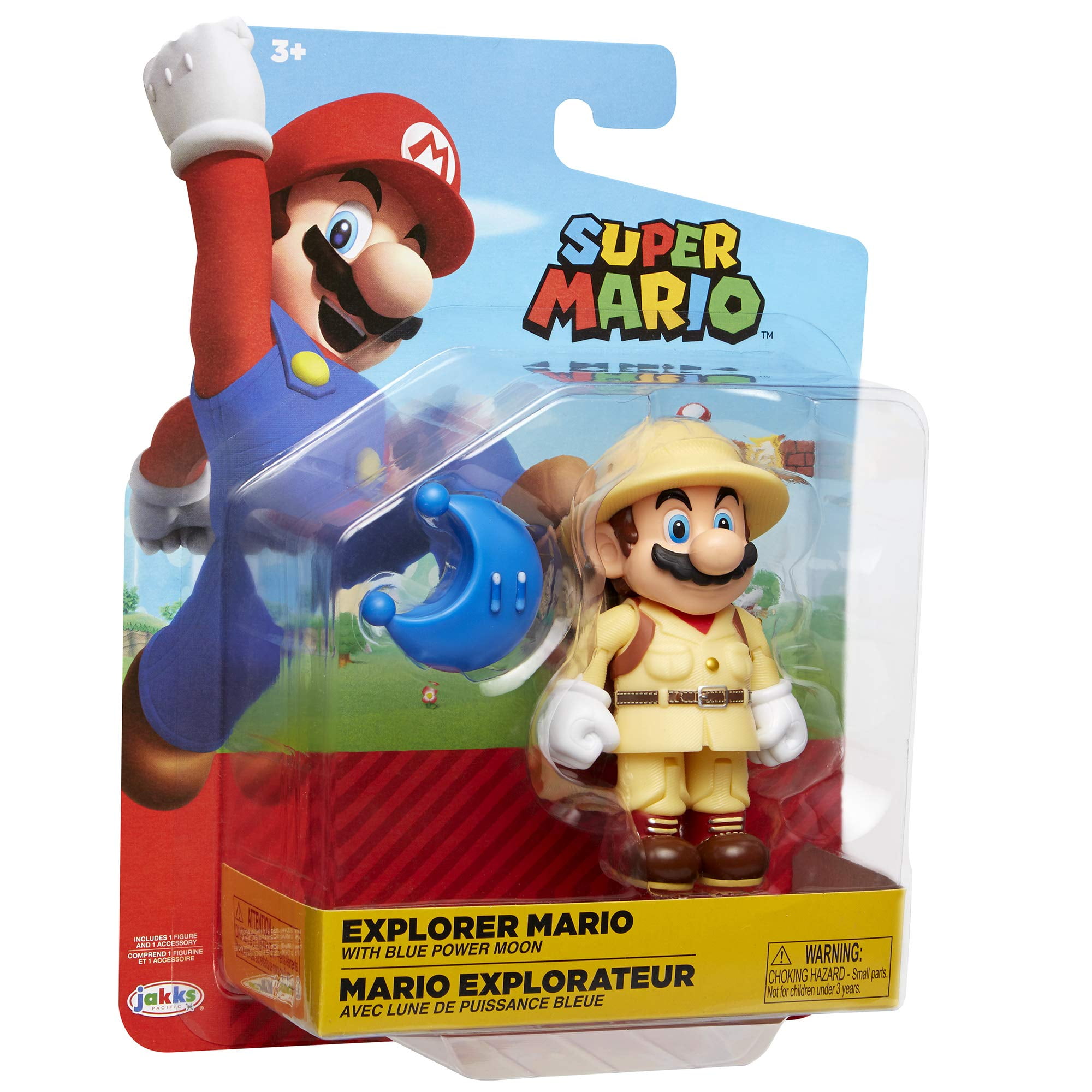 Super Mario Odyssey Explorer Mario 4 Inch Action Figure Toy with Blue ...