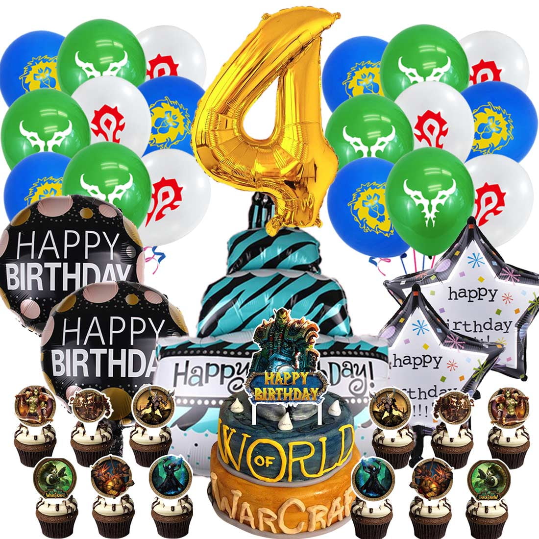 World of Warcraft Party Supplies 4th Decor Kit Balloons Birthday Cake ...