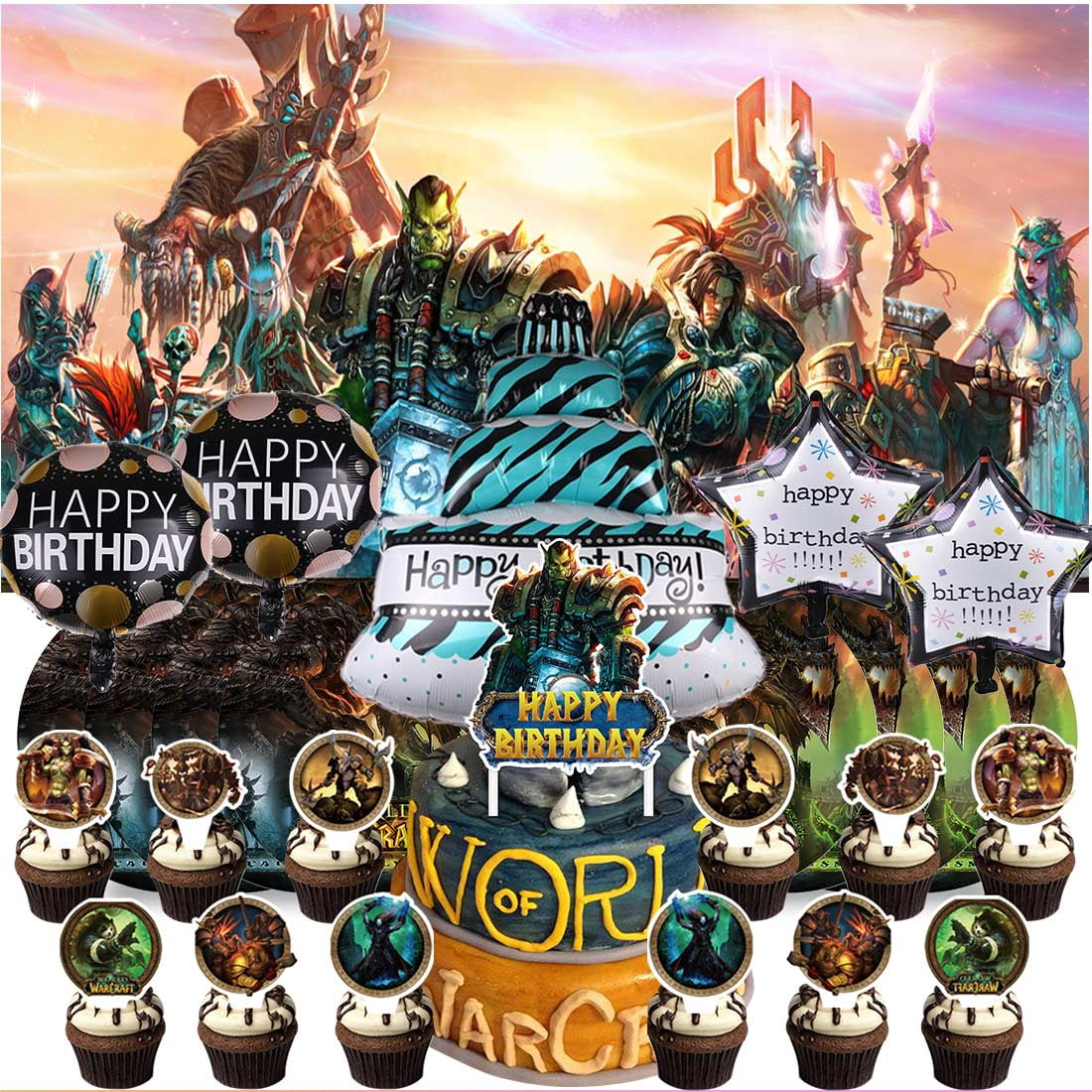World of Warcraft Supplies Plates Decoration Backdrop Banner Birthday ...