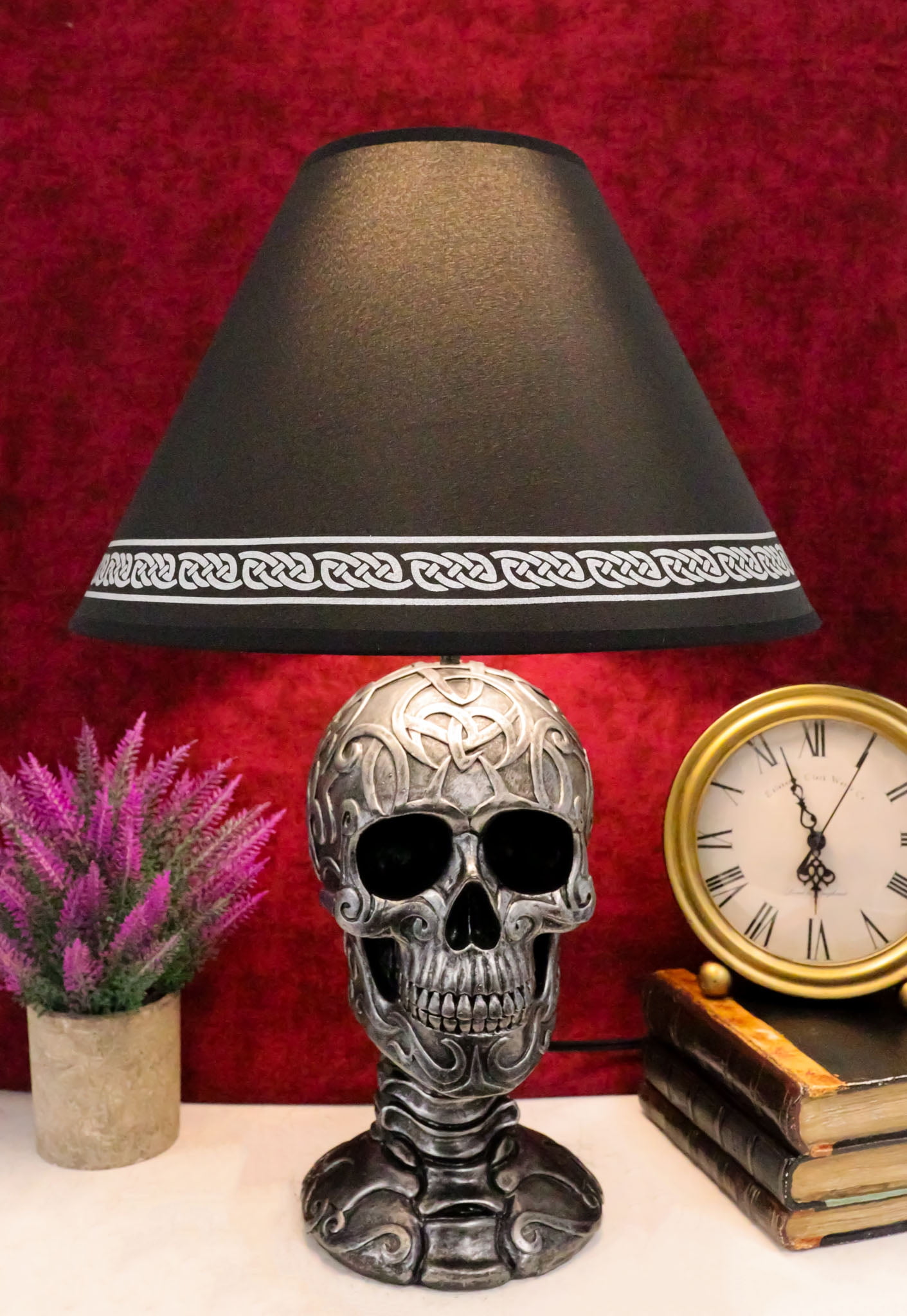 World of Wonders Light of Wisdom Gothic Tribal Skull Table Lamp with ...