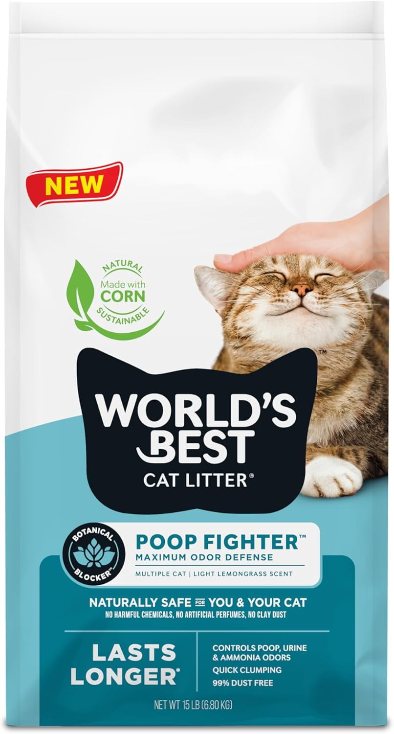World's Best Cat Litter Poop Fighter Litter | Flushable | 99% Dust Free ...
