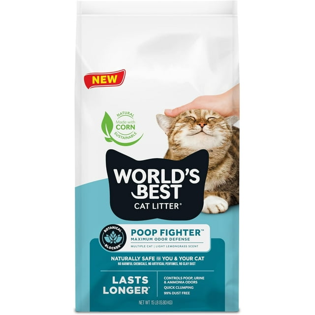 World's Best Cat Litter Poop Fighter Litter | Flushable | 99% Dust Free ...