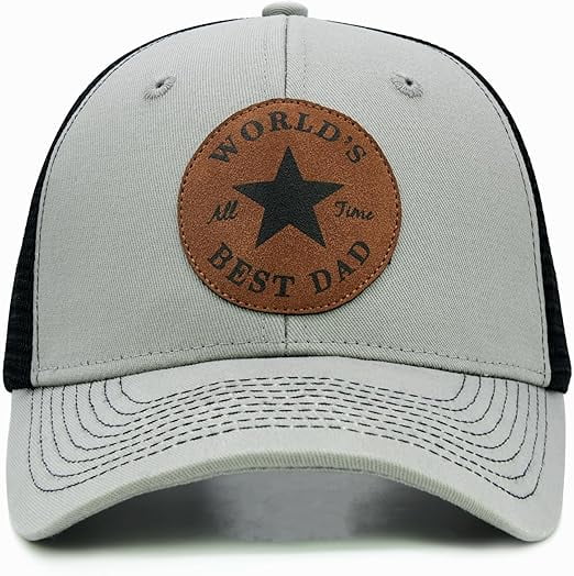World's Best Dad Hat with Leather Patch, Fathers Day Birthday for Dad ...