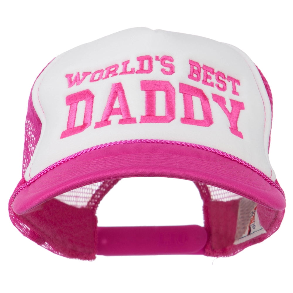 World's Best Daddy Embroidered Foam Mesh Back Cap - Hot Pink White OSFM ...