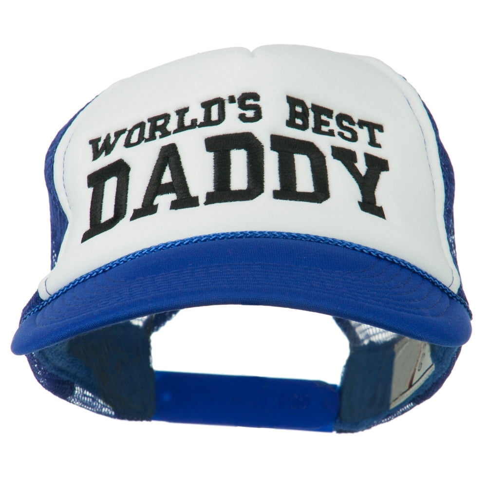 World's Best Daddy Embroidered Foam Mesh Back Cap - Royal White OSFM ...
