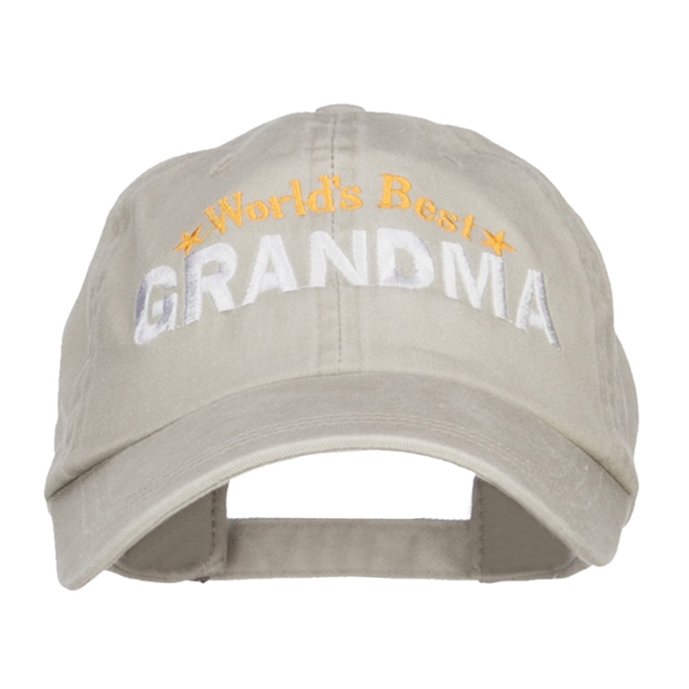 World's Best Grandma Embroidered Washed Cap - Beige OSFM - Walmart.com