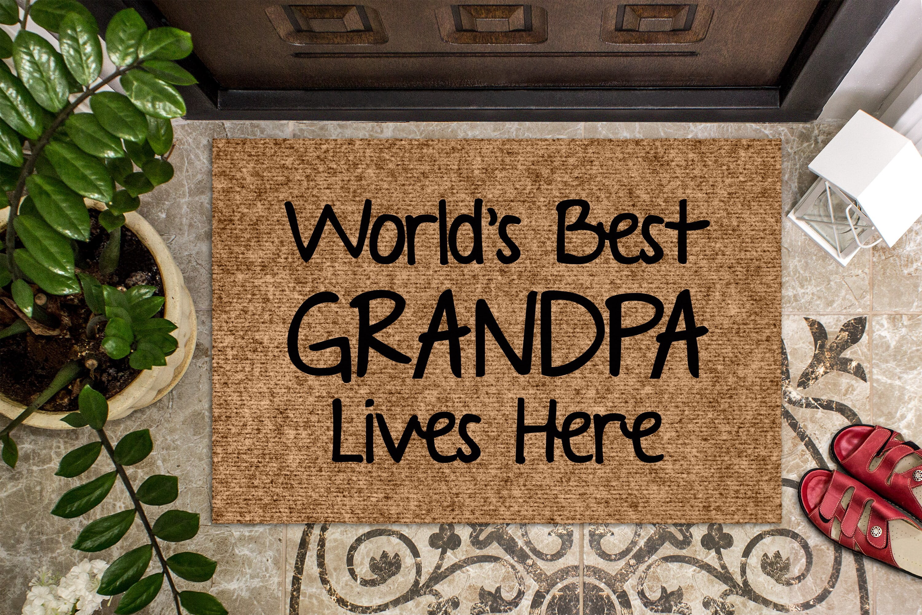 World's Best Grandpa Lives Here | Grandfather's House Door Mat ...
