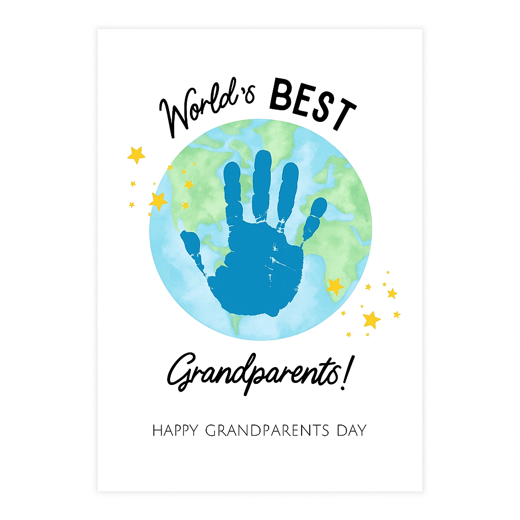 World's Best Grandparents Card – Handprint Design for Grandparents Day ...