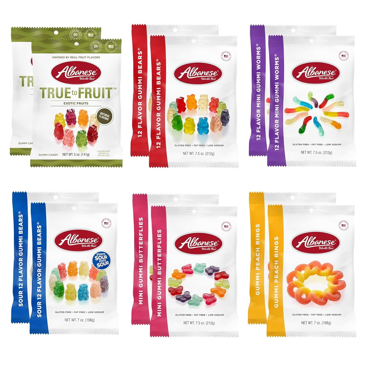 World's Best Gummi Variety Pack, True to Fruit– Exotic Fruits, 12 ...