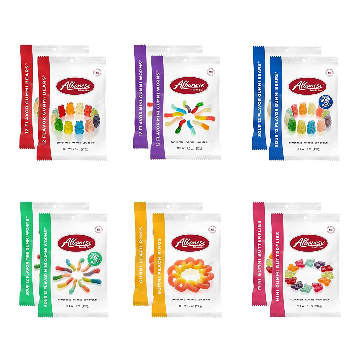 World'S Best Gummi Variety Pack Of Candy, 12 Flavor And Sour Bears ...