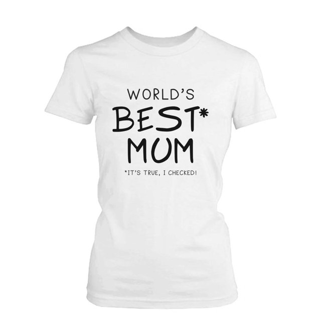 Worlds Best Mom White Cotton Graphic T Shirt Cute Mothers Day T