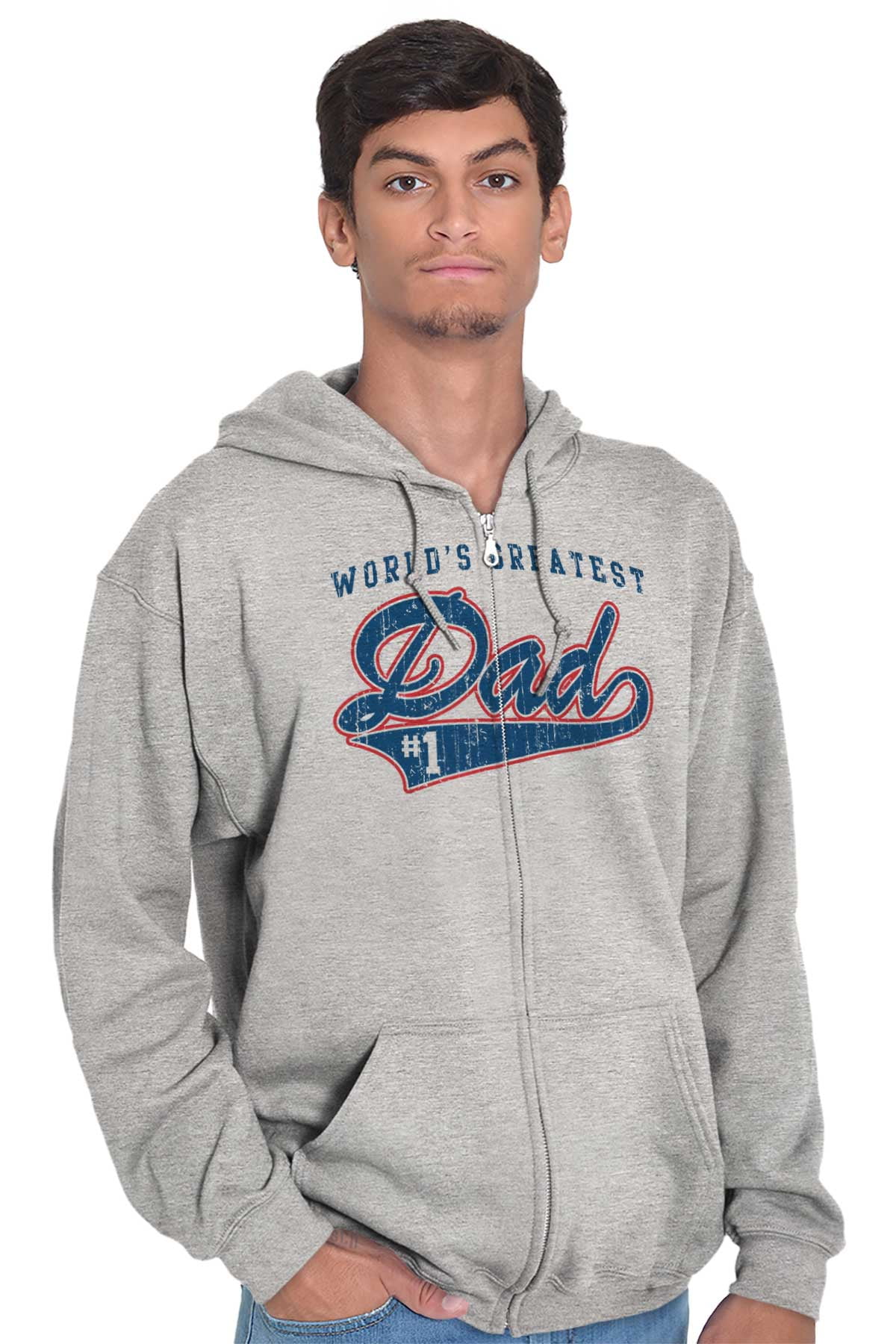 World's Greatest Dad Number 1 Father Men Big & Tall Zip Hoodie Brisco ...