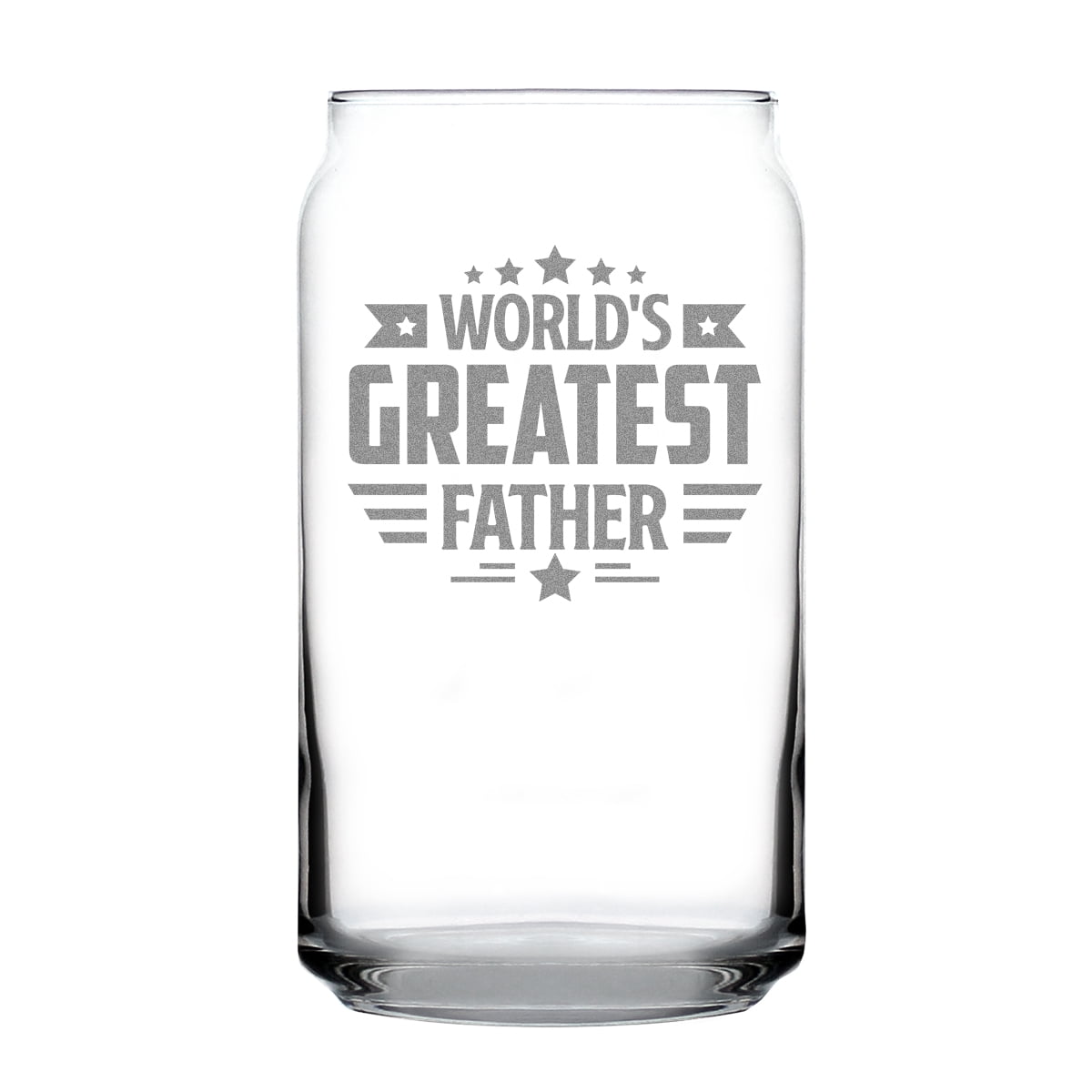 World's Greatest Father 16oz Can-Shaped Pint Glass, Hand Engraved Gift ...