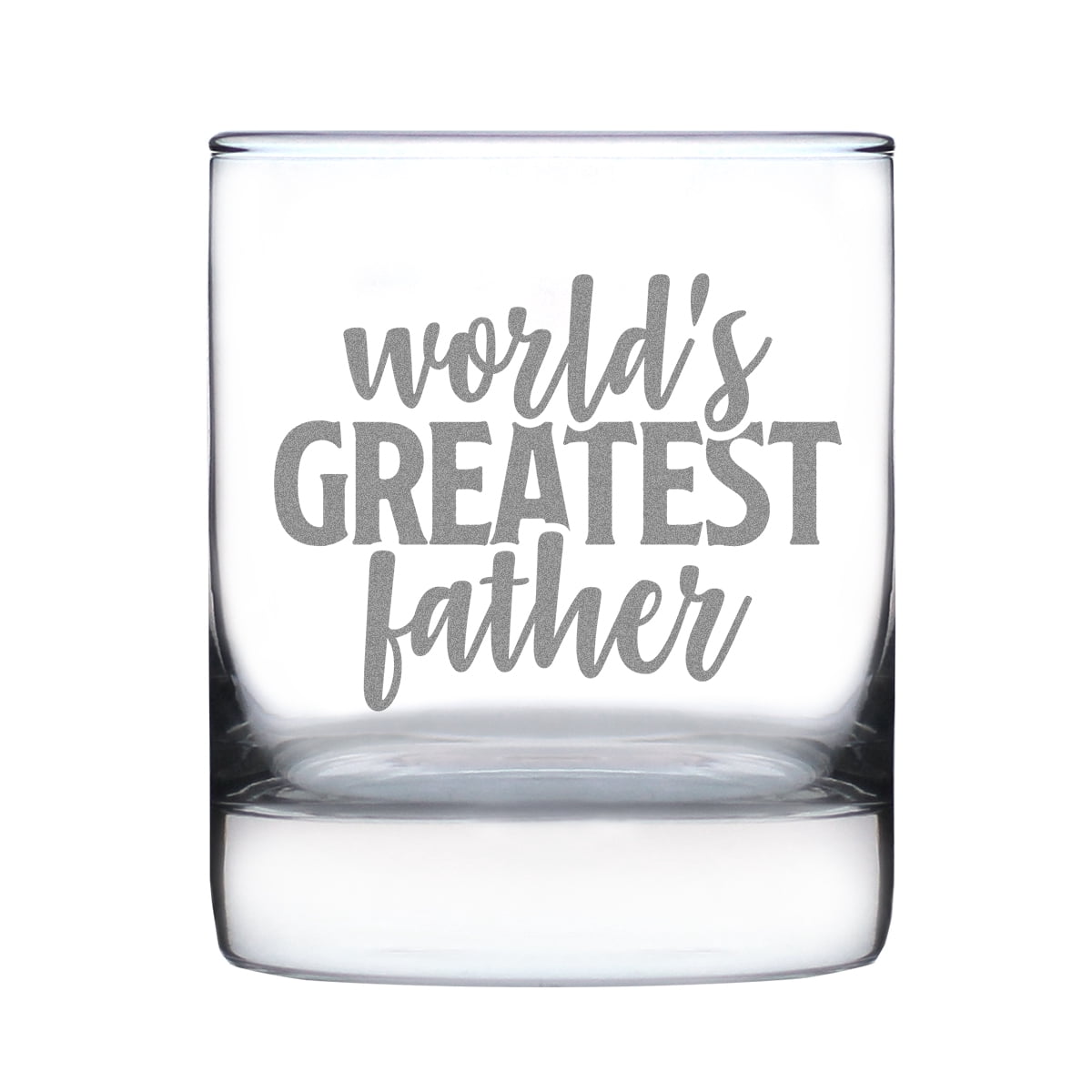 World's Greatest Father Rocks Glass, Hand Engraved Etched Gift, Unique ...