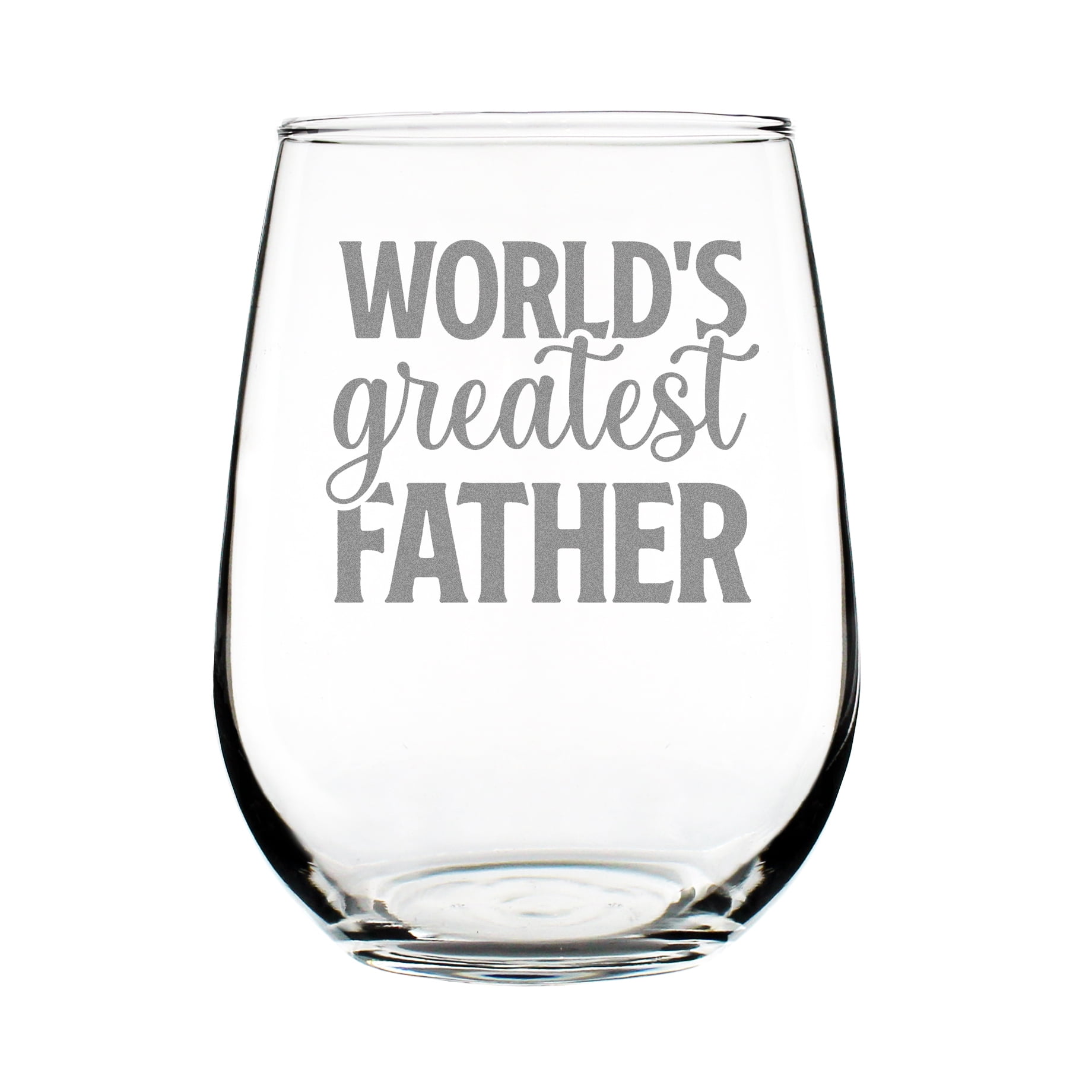 World's Greatest Father Stemless Wine Glass, Hand Engraved Gift for Dad ...