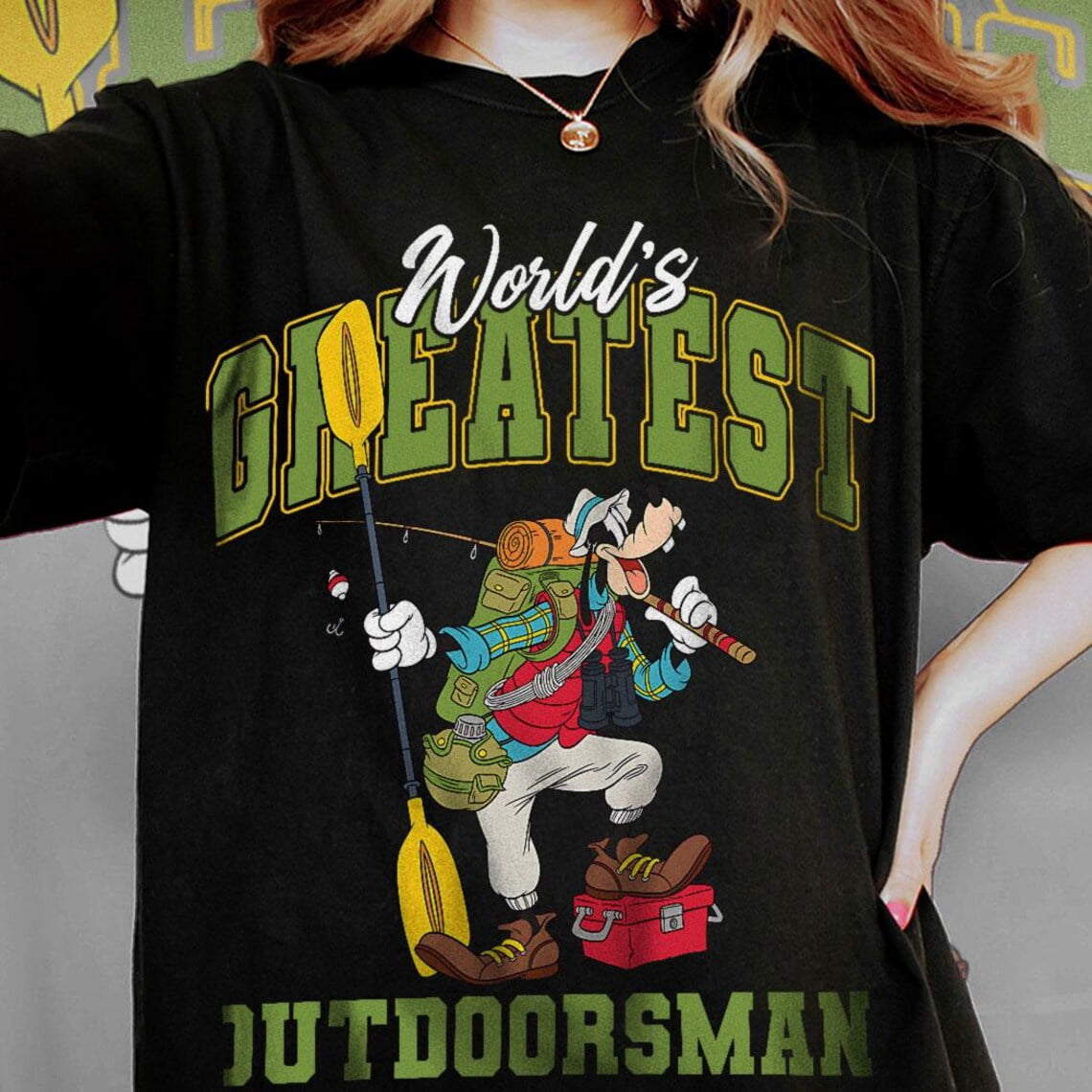 World's Greatest Outdoorsman Goofy Dad Fishing Retro T-Shirt, Goofy ...