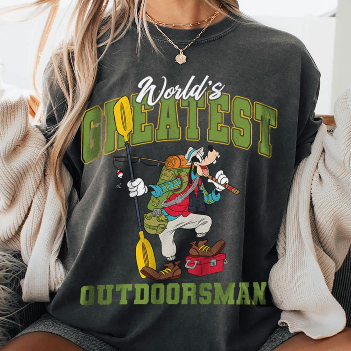 World's Greatest Outdoorsman Goofy Dad Fishing Retro T-Shirt, Goofy ...