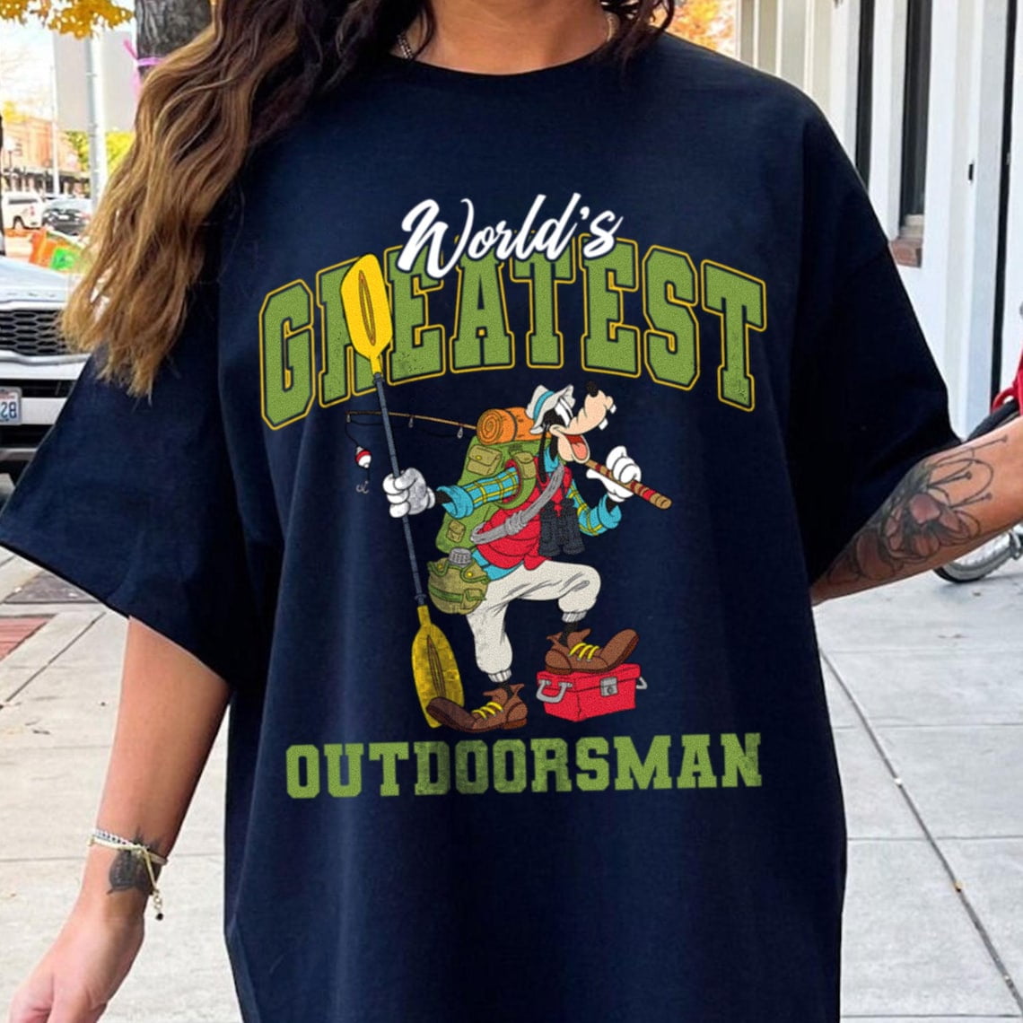 World's Greatest Outdoorsman Goofy Dad Fishing Retro T-Shirt, Goofy ...