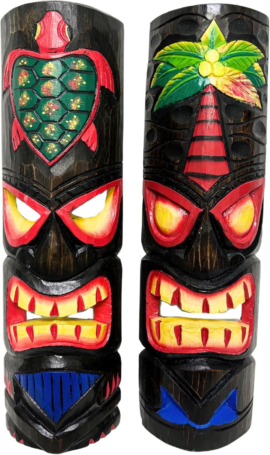 WorldBazzar 20" SET OF 2 HANDMADE TIKI MASK black color HAWAIIAN ...