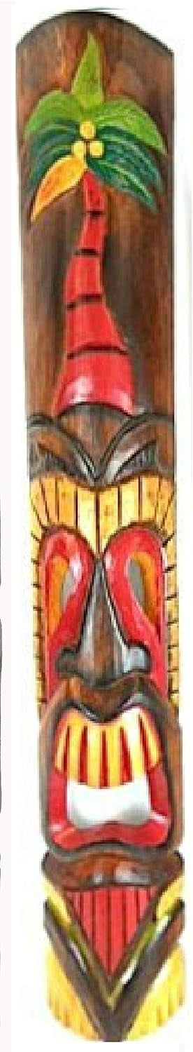 WorldBazzar 40 Inch Polynesian Tiki Bar Mask Teeth Hand Carved Wooden ...