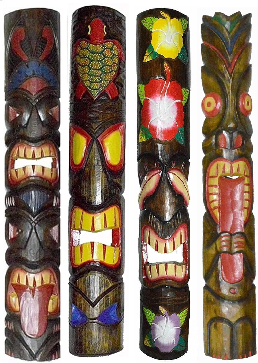 WorldBazzar Set of 4 40" Polynesian Hawaiian Tiki Bar Style Wall Masks ...