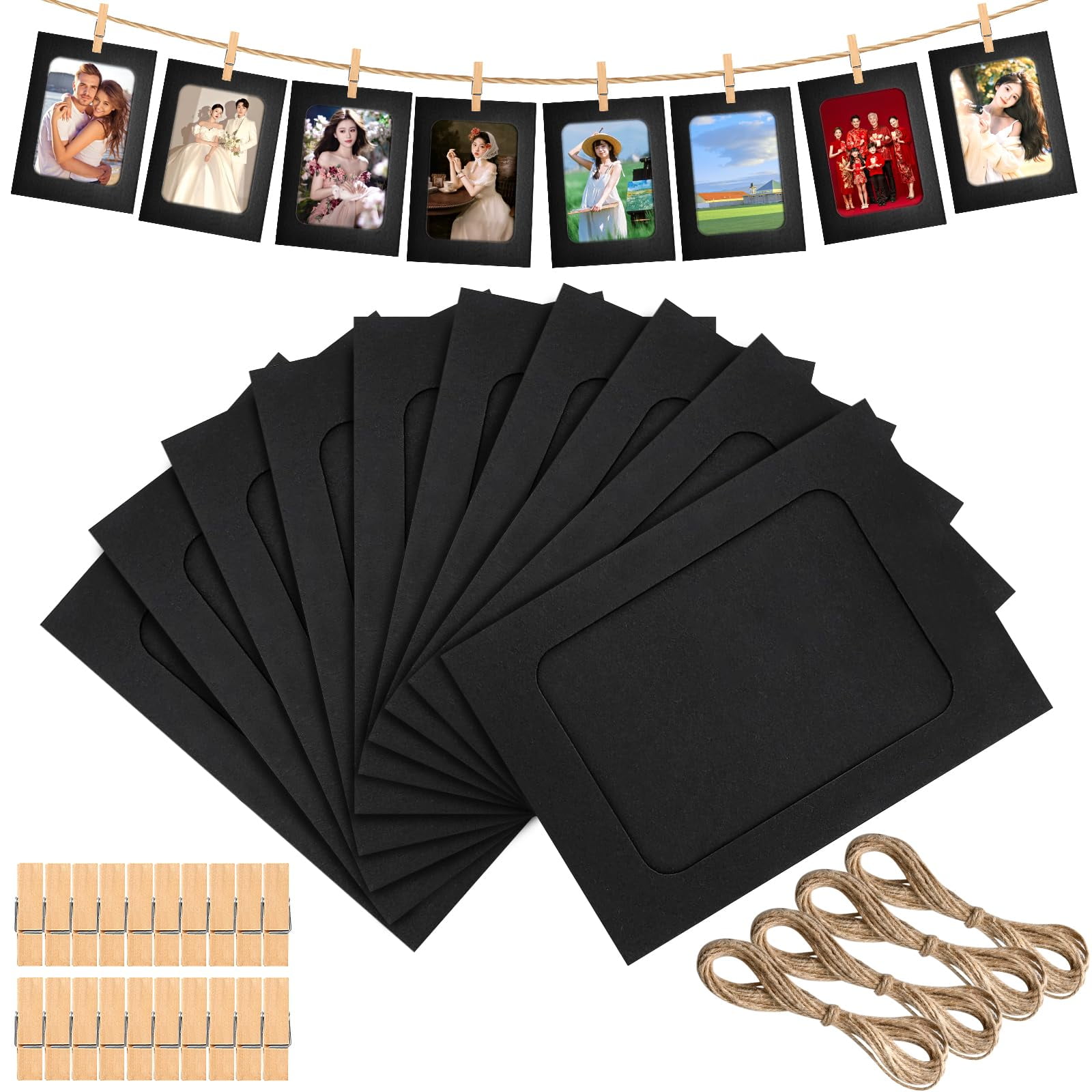 Worldity 100 Pcs Paper Picture Frames 4 x 6, Black Paper Picture Frames ...