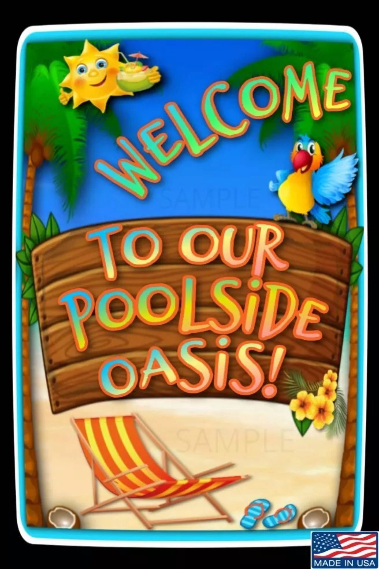 Worlds Greatest Signs! Welcome Poolside Oasis 8"X12" Metal Tiki Bar ...