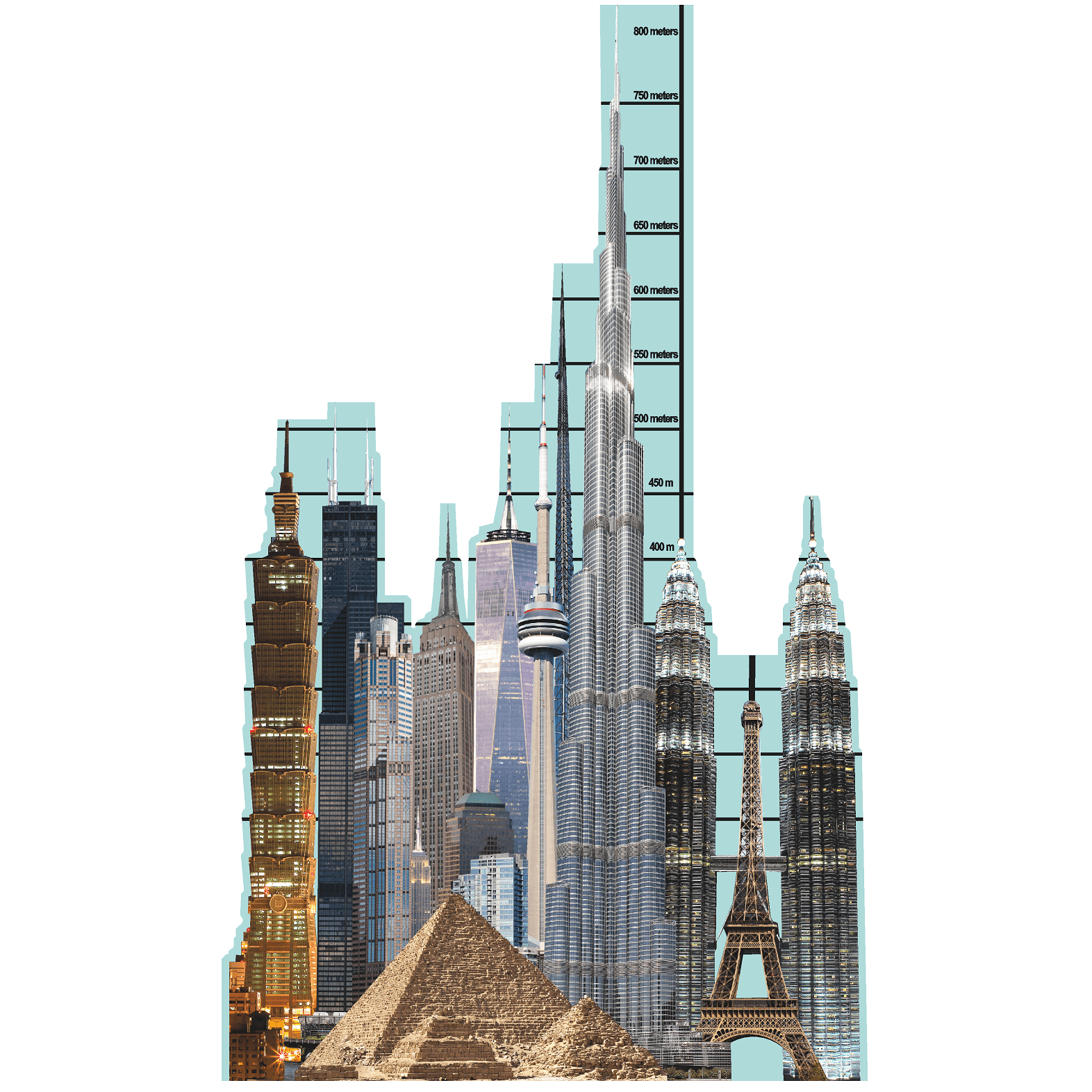 Worlds Tallest Structures Buildings Scale Model Cardboard Cutout ...