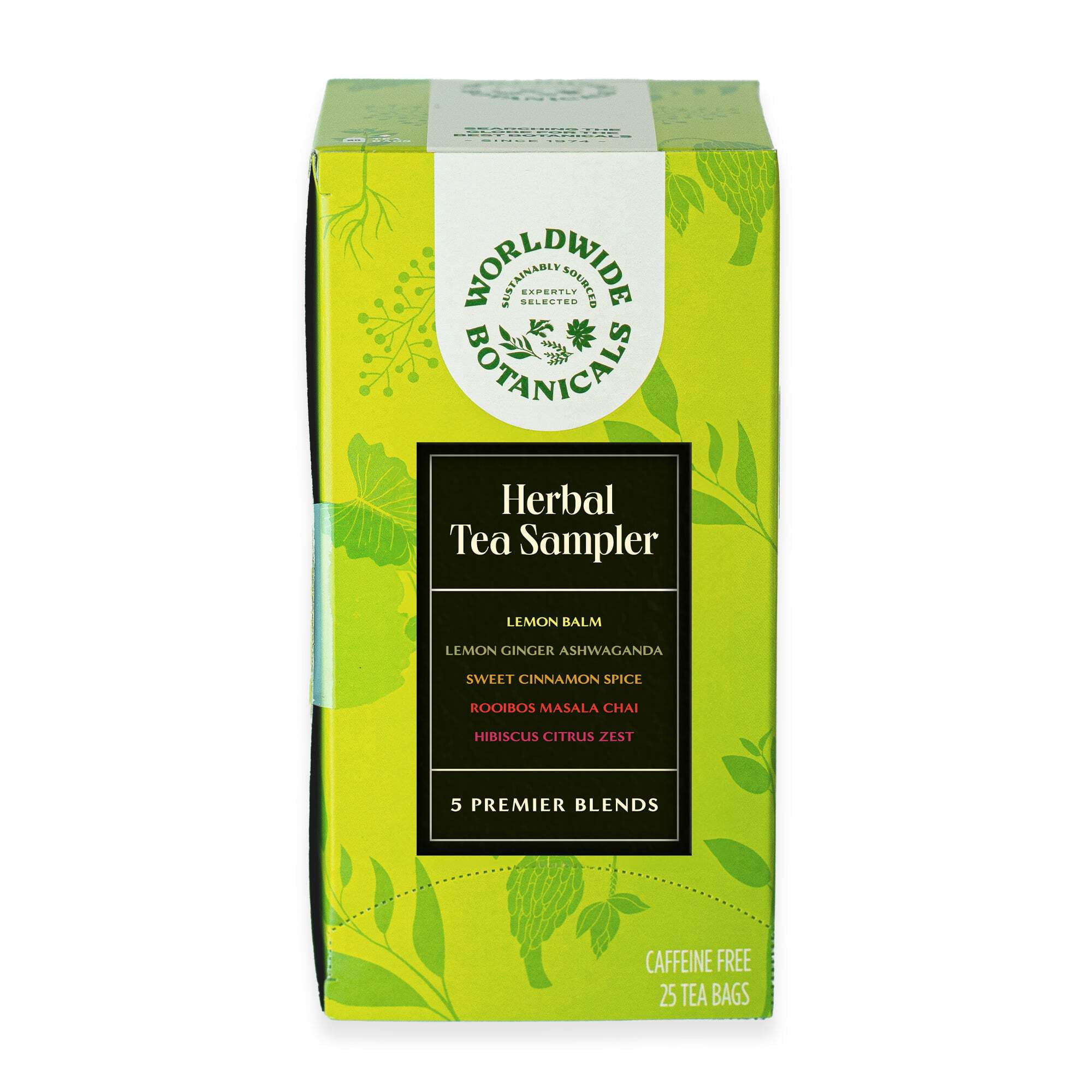 Worldwide Botanicals Herbal Tea Sampler, 5 Teas Variety Pack- Lemon ...