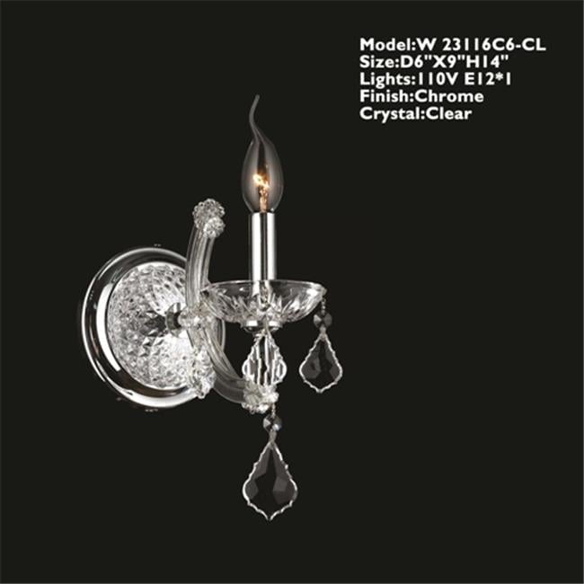 Worldwide Lighting Lyre Collection 1 Light Chrome Finish with Clear ...