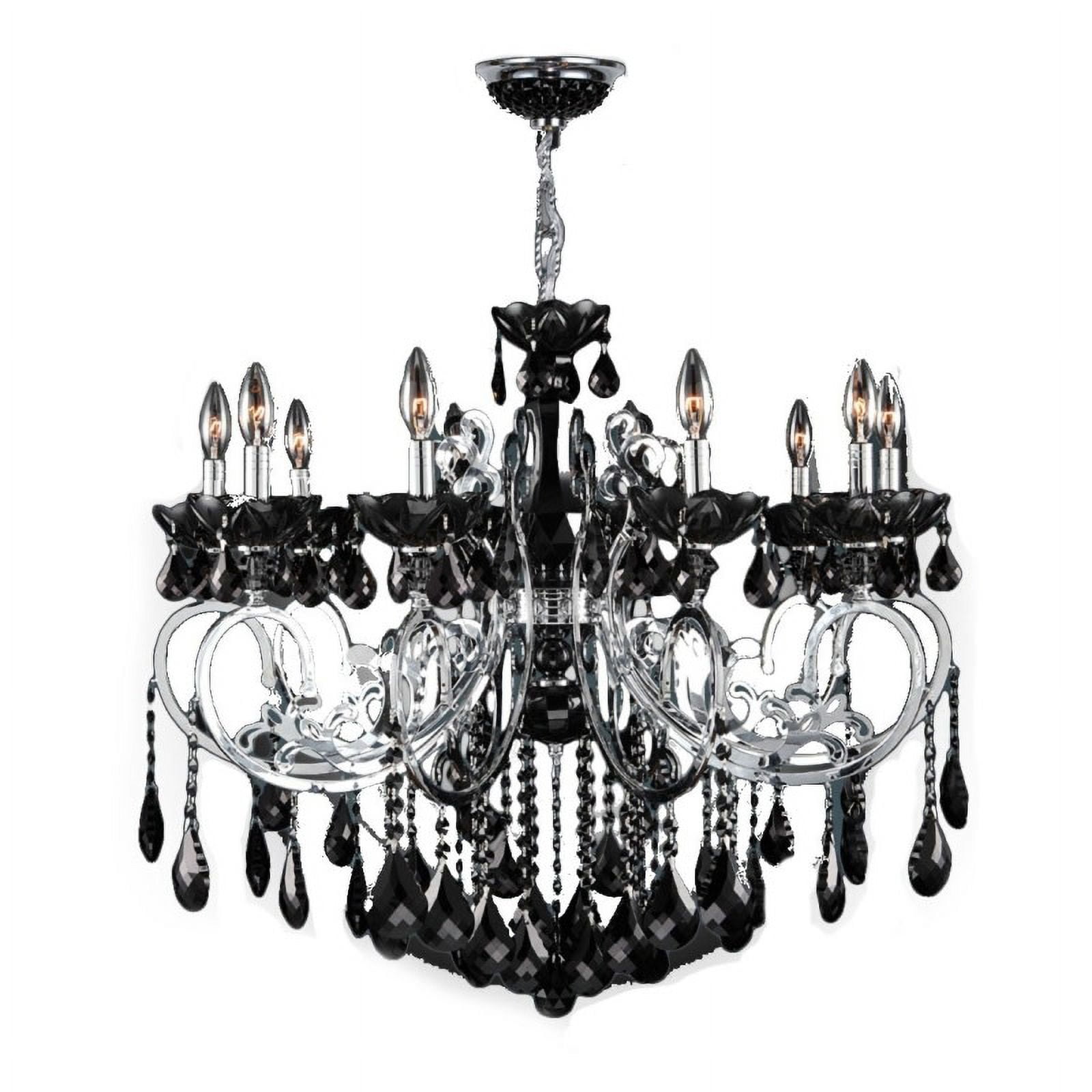 Kronos Collection 10 Light Chrome Finish and Black Crystal Chandelier 36" D x 28" H Large ...