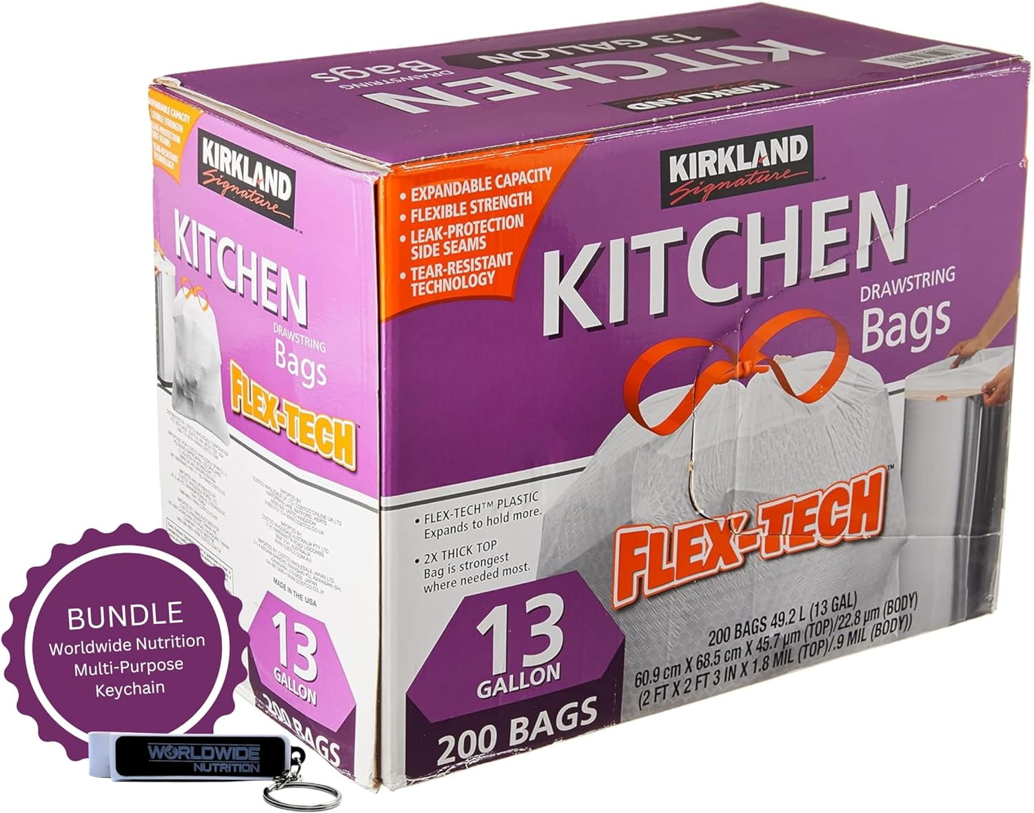 Worldwide Nutrition Bundle Compatible with Kirkland Signature Flex-Tech 13 Gallon Kitchen ...