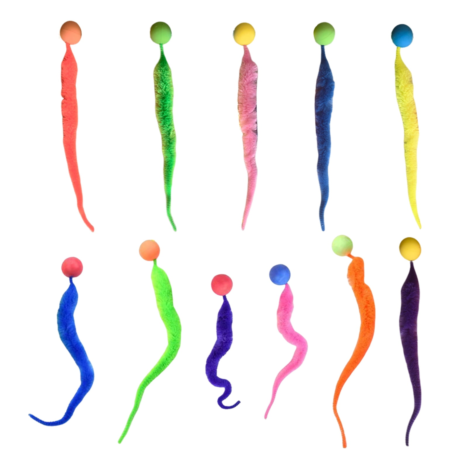 Worm Ball for Cats Worm Ball Cat Toy Colorful Fuzzy Ball with Tail for ...