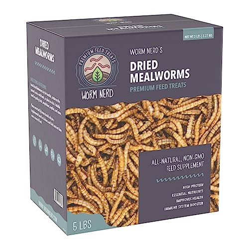 Worm Nerd WN59 2LB Dried Mealworms Non-GMO High Protein and Fiber Treat ...