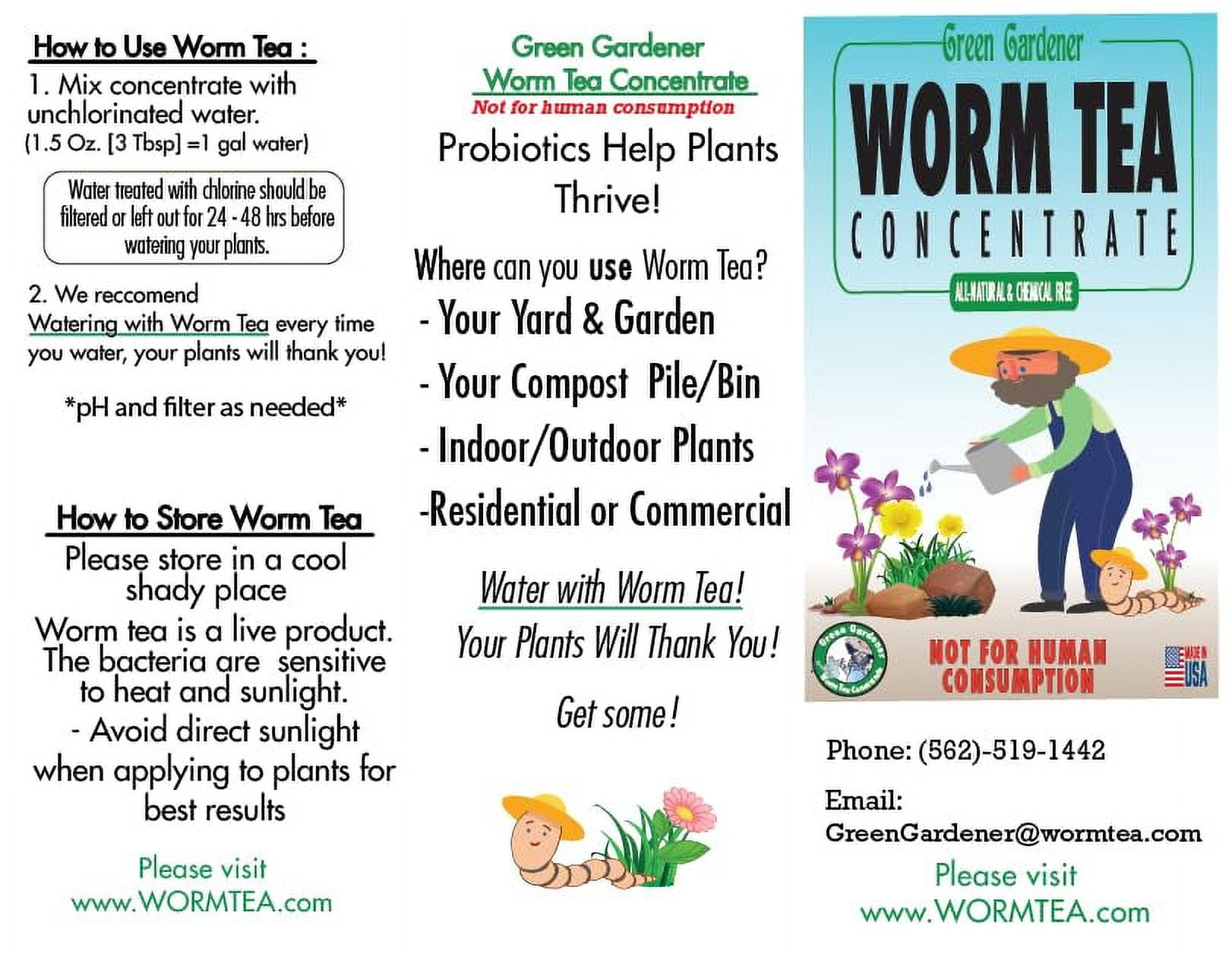 Worm Tea All-Purpose Natural Liquid Probiotic - 1 Gallon Jug of Concentrate Makes +85 Gallons ...