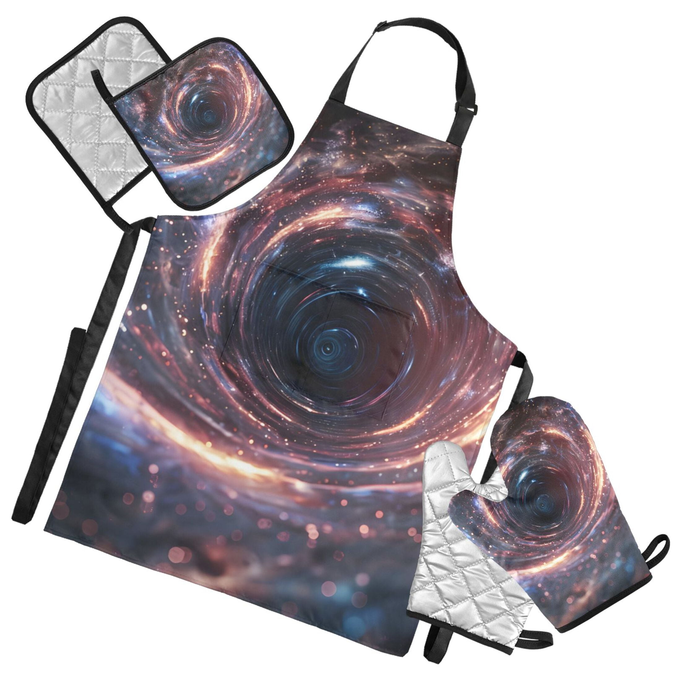 Wormholes Stars Nebulae 5 Pcs Kitchen Set Heat Resistant Oven Mitts and ...