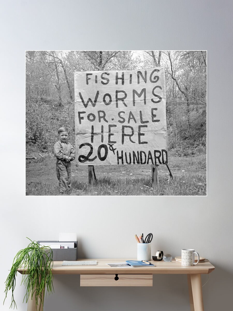 Worms For Sale, 1935. Vintage Photo Poster Wall Art, Modern Wall Decor ...