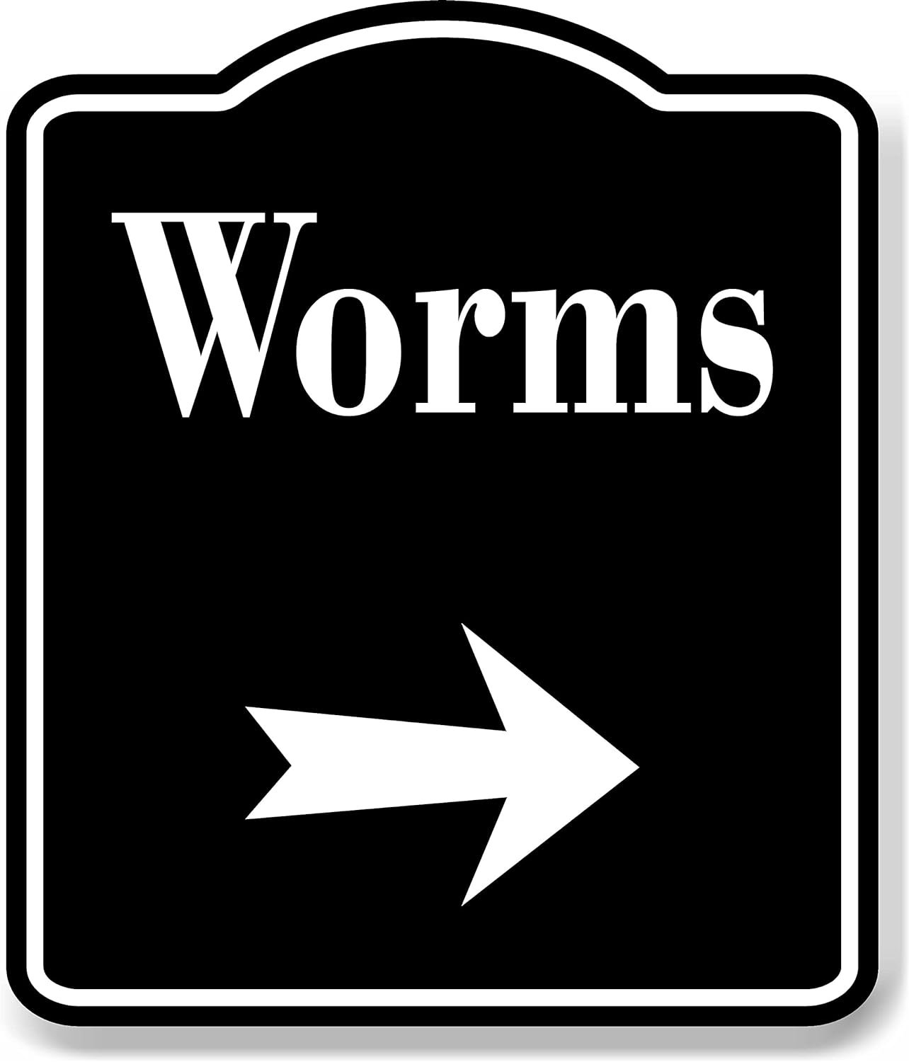 Worms fishing bait Right Arrow BLACK Aluminum Composite Sign, 15"x18 ...