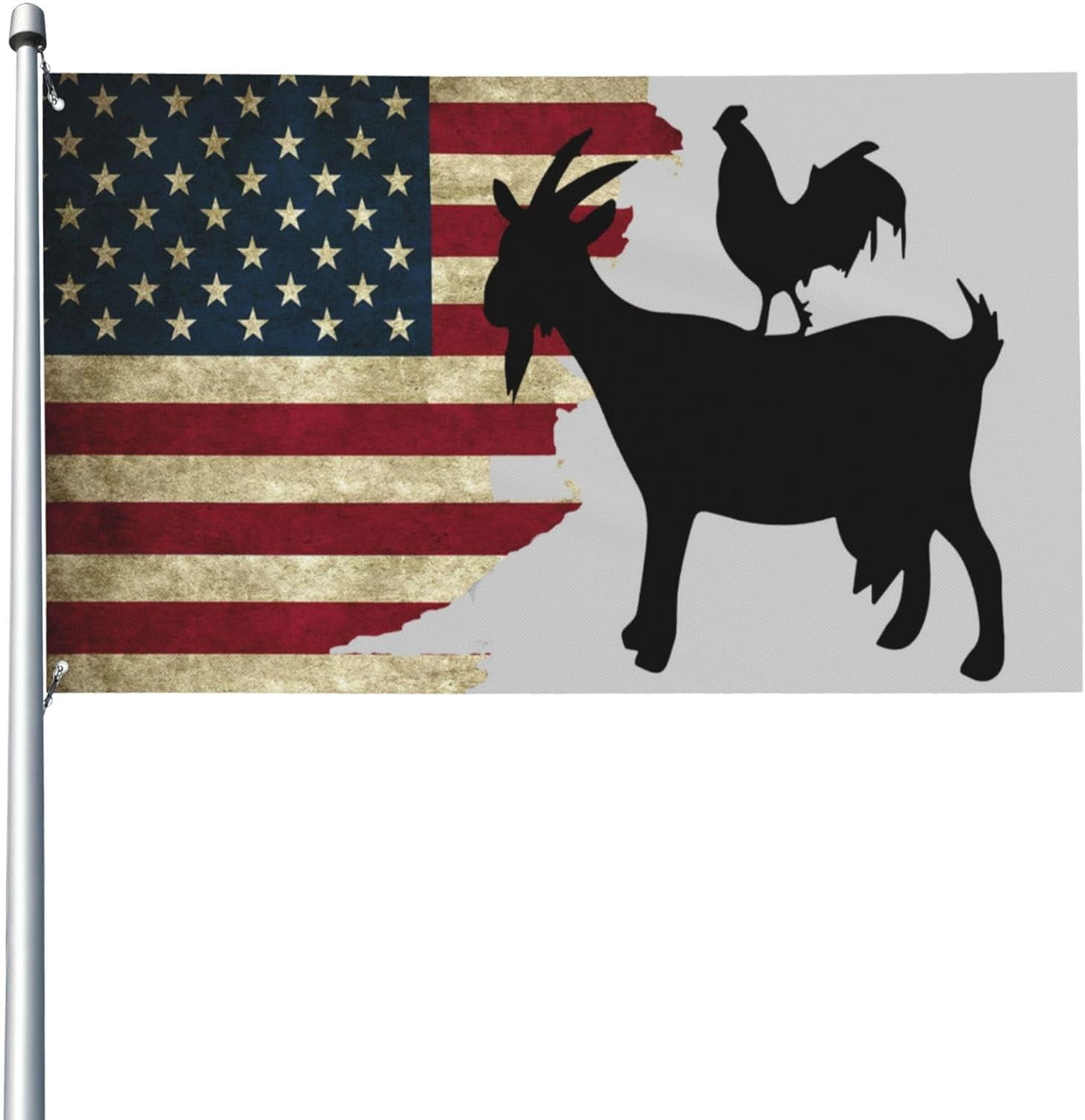 Worn-Out USA Goat and Rooster Flags Garden Home Flag House Flags For ...