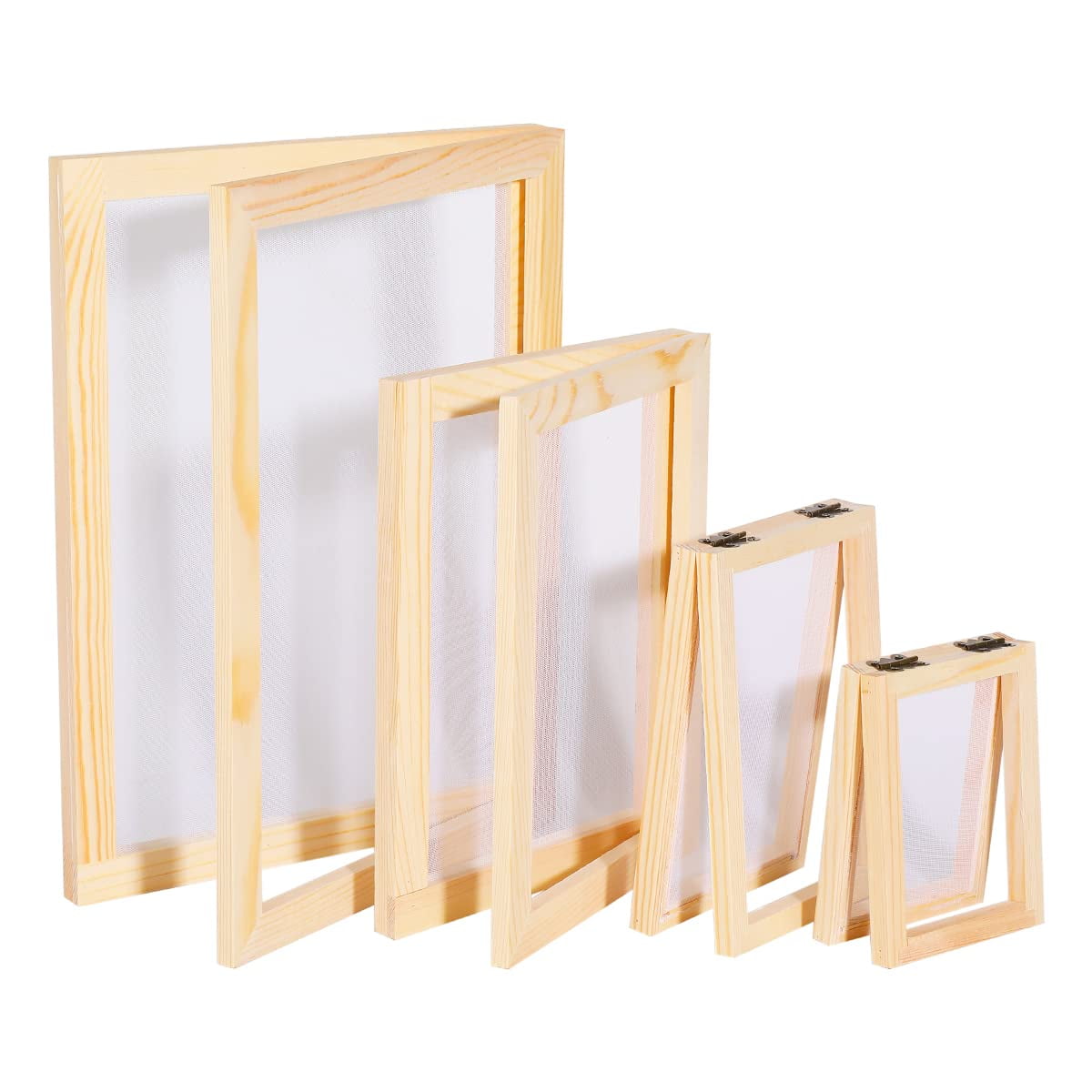 Worown 4 Sizes (A4, MSF2 A5, A6 & A7) 2 in 1 Wooden Paper Making Screen ...