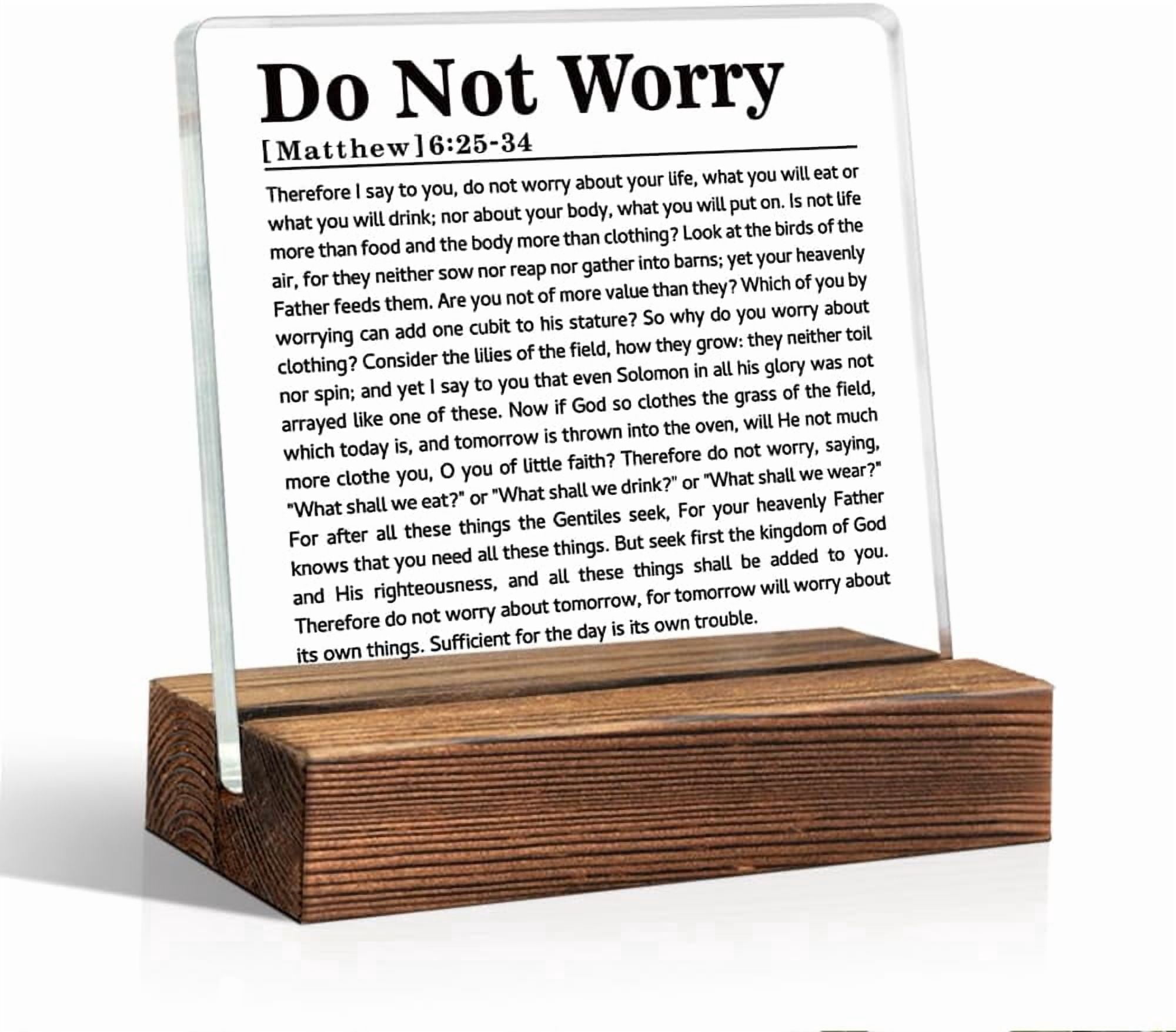 Do Not Worry Sign with Stand, Christian Desktop Decor, Verse Scripture ...