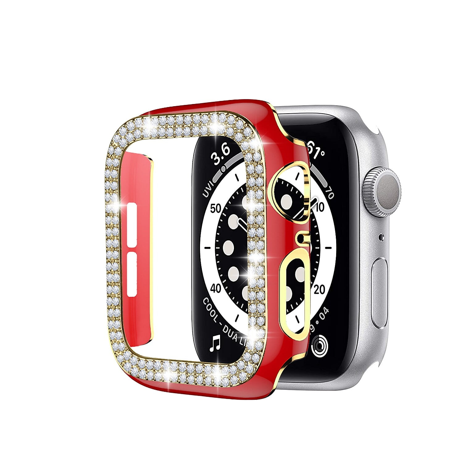 Worryfree Gadgets Bling Bumper Case for Apple Watch Red/Gold 44mm (C19 ...