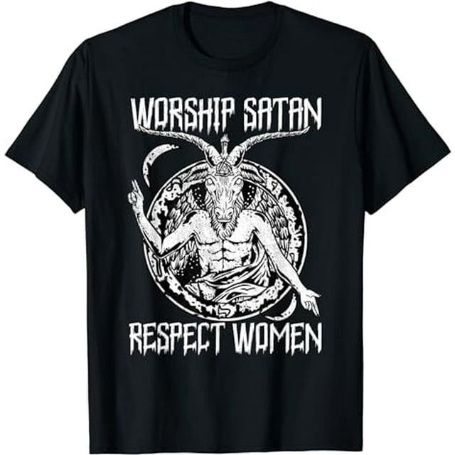 Worship Satan Respect Women I Satanic Goat Head T-Shirt - Walmart.com
