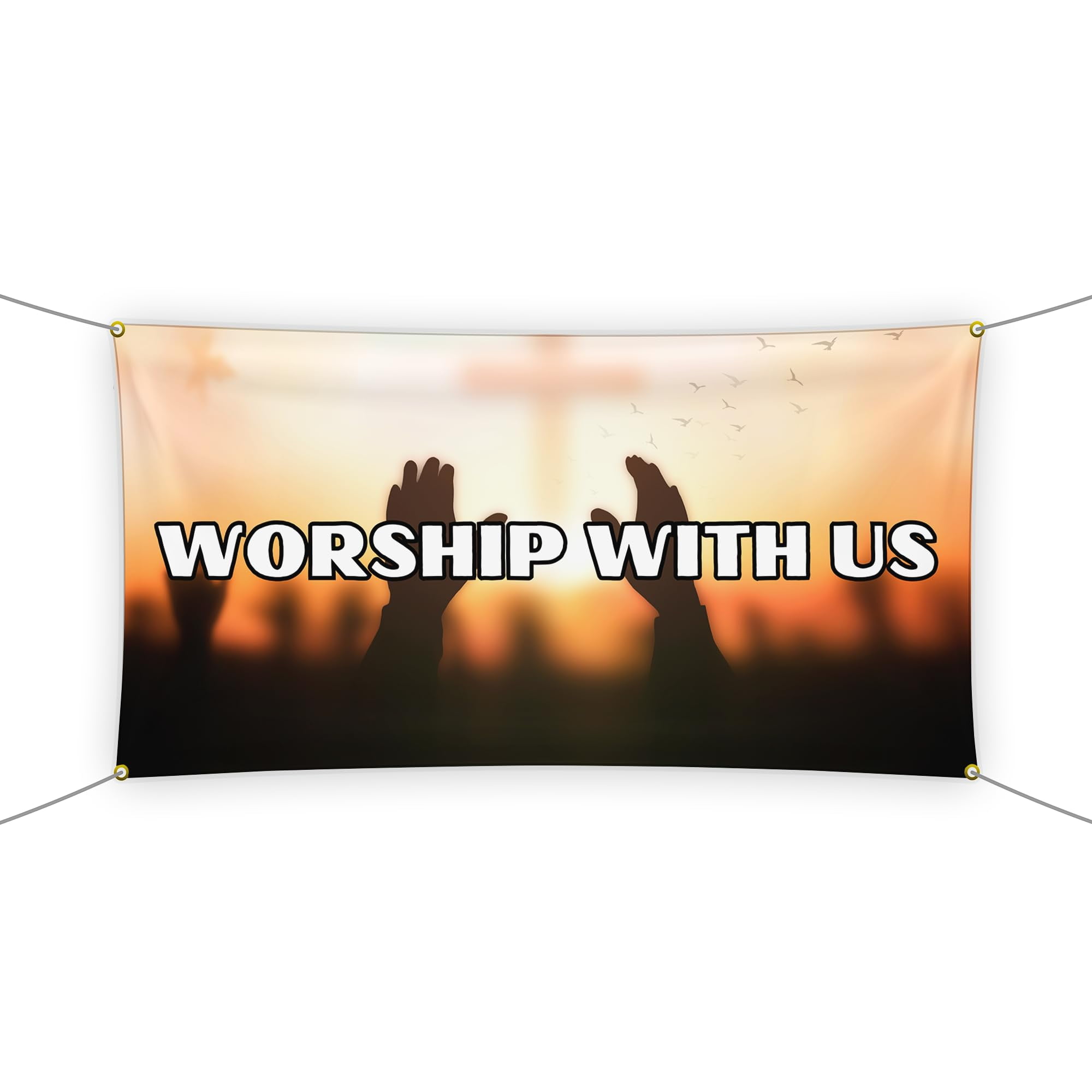 Worship With Us Large Banners and Signs for Outdoor by DreamController ...