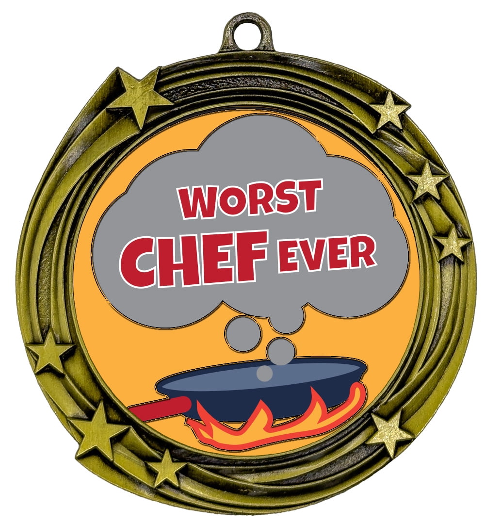 Worst Chef Ever Novelty Stars Design Medal | Funny Coworker or Family ...