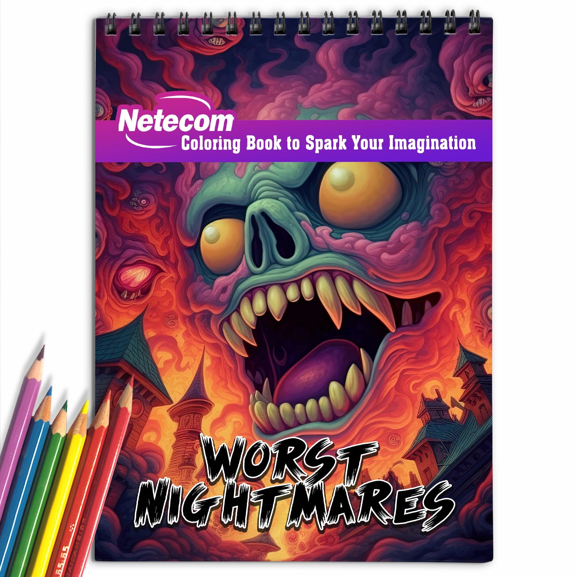 Worst Nightmares Spiral Bound Coloring Book, Experience 30 Coloring ...