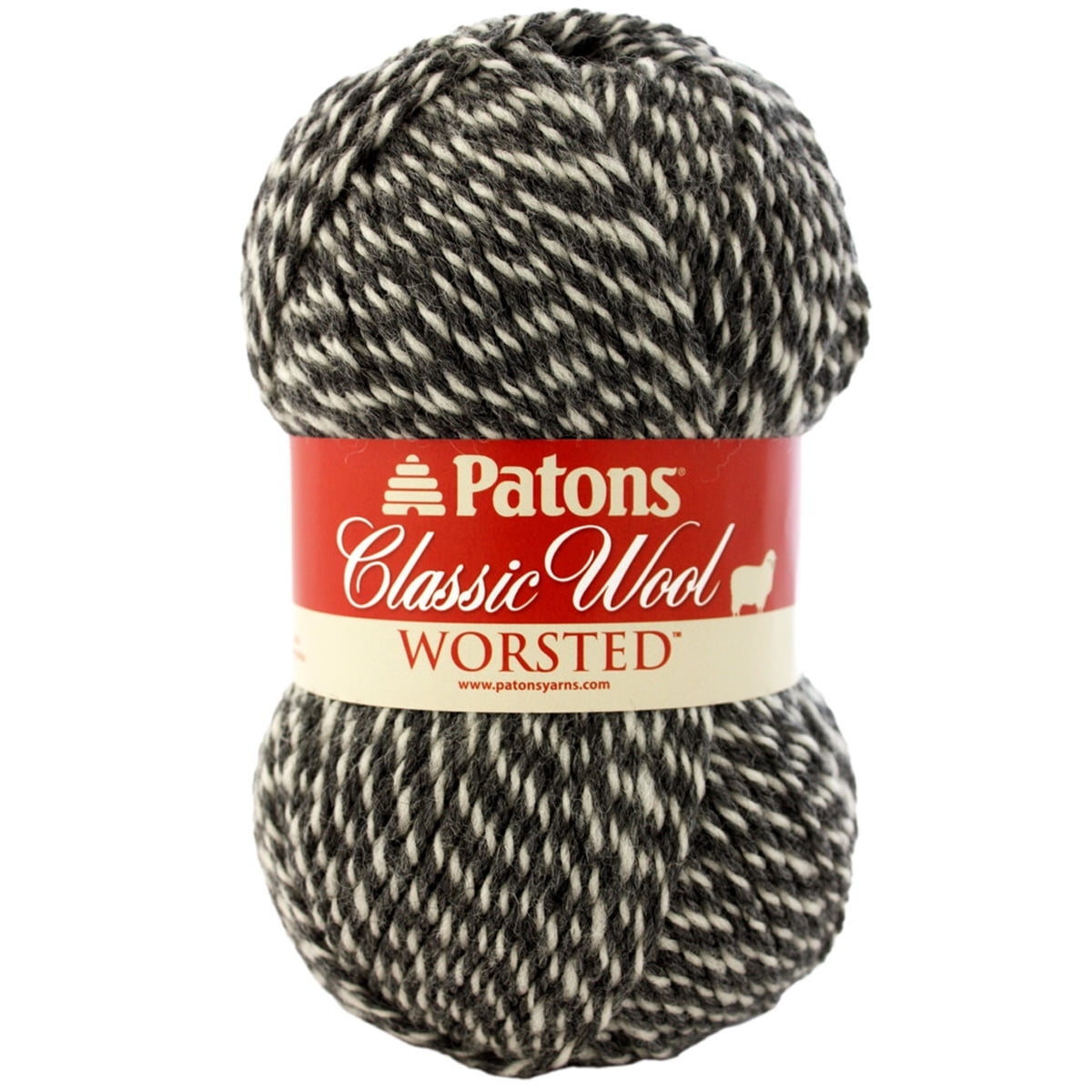 Patons Worsted Classic Wool Yarn - Duo Color, Dark Gray Marl, Bulk 10 ...