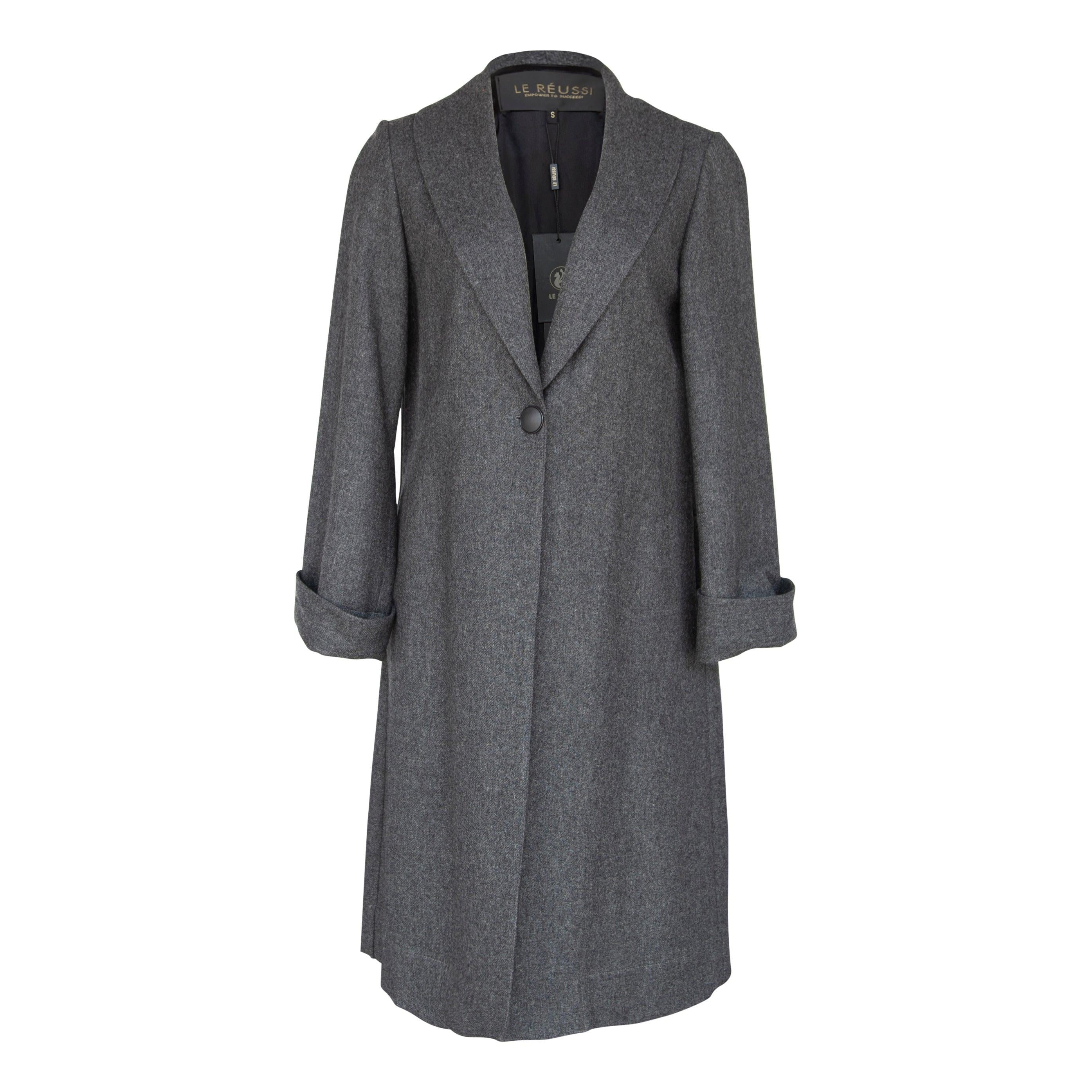 Worsted Flannel Long Trench Coat - Gray - Walmart.com